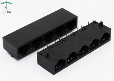 China 1 X 5 Side Entry RJ45 Female Connector Unshielded Tab Down THT Solder for sale