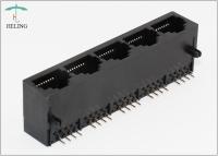 China Black Housing Modular Jack 1 x 5 Ports RJ45 Multiport Connector For PC Motherboard / Card for sale
