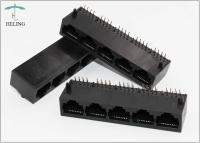 China Black Housing Modular Jack 1 x 5 Ports RJ45 Multiport Connector For PC Motherboard / Card for sale