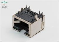 China Brass Shielded Right Angle Rj45 Connector , 90 Degree Rj45 Female Coupler Built - In LED Lamp for sale