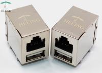 China 2 x 1 RJ45 Lan Jack + USB Combo For Ethernet Switches Right Angle Brass Shielded for sale
