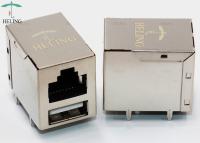 China 2 x 1 RJ45 Lan Jack + USB Combo For Ethernet Switches Right Angle Brass Shielded for sale