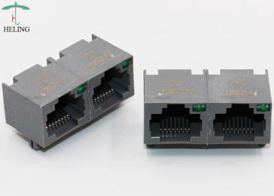 China Grey Color RJ45 Female Connector Through Hole Mounting Type For Ethernet Hubs Switches for sale