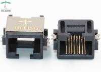 China Brass Shielded Low Profile RJ45 , Tab Up Female Lan SMT Connector RJ45 Waterproof for sale