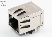 China Right Angle Integrated Connector Modules 8P8C Single Port With GRN / YEL LED for sale