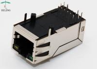 China 1 x 1 Single Port 1000Base T RJ45 Connector EMI Tabs With Green / Yellow Lights for sale