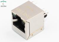 China 180 Degree Vertical RJ45 Jack Through Hole PCB Mount With Green / Yellow LED Aligned for sale