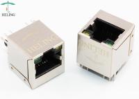 China 180 Degree Vertical RJ45 Jack Through Hole PCB Mount With Green / Yellow LED Aligned for sale