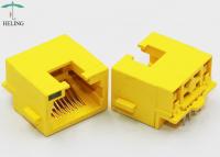 China Yellow 90 Degree RJ45 Female Connector With Single LED Pipe For Ethernet Router for sale