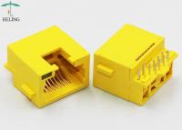 China Yellow 90 Degree RJ45 Female Connector With Single LED Pipe For Ethernet Router for sale
