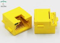 China Yellow 90 Degree RJ45 Female Connector With Single LED Pipe For Ethernet Router for sale