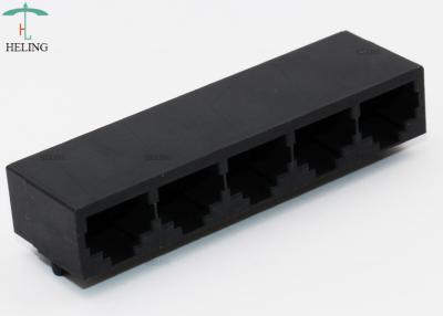 China Black R / A 1 X 5 Ports RJ45 Female Connector 10P4C Ethernet Port For DSL / ADSL for sale