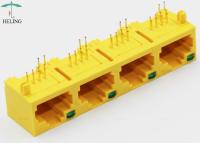 China 1 X 4 Ports RJ45 Female Connector Unshielded With Single LED Pipe For Network Router for sale
