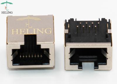 China 8P8C Tab Up Right Angle RJ45 Female Connector RoHS Compliant for sale