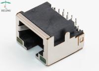 China Female Right Angle RJ45 Connector With LED Pipe Latch Up Seeking PCB Thru - Hole Type for sale
