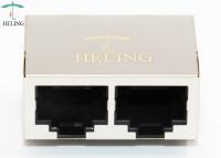 China 1 X 2 Ports RJ45 Lan Jack Brass Shielded Right Angle THT Type Without LED for sale