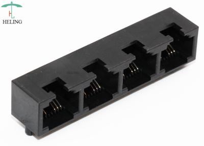 China 1 X 4 RJ45 Multiple Port Connectors 8P4C THT Customized Logo Printing for sale
