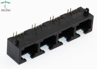 China 1 X 4 RJ45 Multiple Port Connectors 8P4C THT Customized Logo Printing for sale
