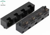 China 1 X 4 RJ45 Multiple Port Connectors 8P4C THT Customized Logo Printing for sale