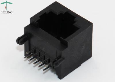 China Side Entry 10 Pin RJ45 Female Connector Unshielded Black Housing Thru - Hole Type for sale