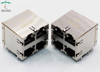 China 2 x 2 Ports Stacked RJ45 Connectors Shielding Through Hole Type PBT Material for sale