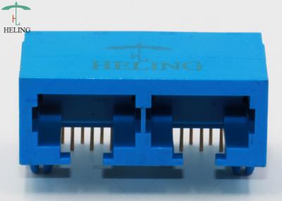 China Ganged 1 X 2 Ports Through Hole Network RJ45 Multiport Connector RJ45 for NAC for sale