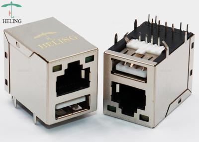 China 8P8C Modular R/A 2x1 Ports USB Stacked RJ45 Lan Jack for sale