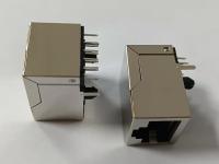China PoE Tab UP Latch Integrated Magnetic RJ45 Connector RoHS Complaint for sale