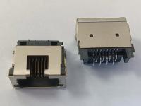 China Right Angle RJ45 Female Connector , Shielded Low Profile RJ45 for sale