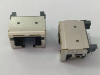 China Right Angle RJ45 Female Connector , Shielded Low Profile RJ45 for sale