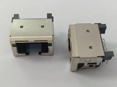 China Right Angle RJ45 Female Connector , Shielded Low Profile RJ45 for sale