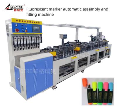 China Fluorescent Color Pen Assembly Machine PLC Controlled with Intelligent Point Glue for sale