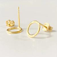 China 14k Solid Yellow Gold Tree Bark Stud Earrings - 0.8-1.2g Fine Jewelry with Natural Texture Design for sale
