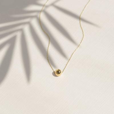 China Custom 18K Light Yellow Gold Little Golden Ball Pendant Necklace with 8-12mm Sphere and 16-24