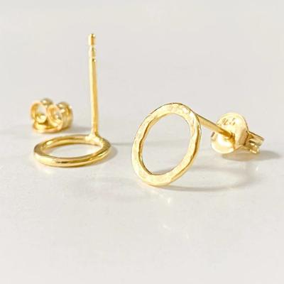 China 14K Gold Plumeria Earrings 0.25'' Size with Diamond or Cubic Zirconia Centers for Women's Jewelry for sale