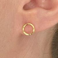 China 14K Gold Plumeria Earrings 0.25'' Size with Diamond or Cubic Zirconia Centers for Women's Jewelry for sale