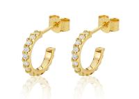 China 14K Gold Plumeria Full Hoop Earrings 7/8 Inch Hawaiian Craftsmanship 2.0 Grams for sale