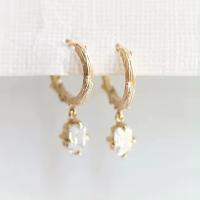 China 14K 18K 24K Gold Plumeria Full Hoop Earrings - 58.3% to 99.9% Pure Gold Tropical Floral Design for sale