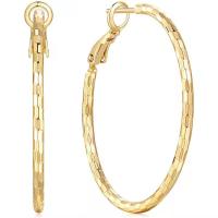 China 14K 18K 24K Gold Plumeria Full Hoop Earrings 20mm Durable Jewelry for Women for sale