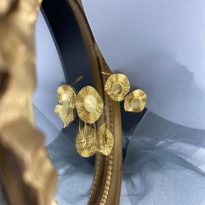 China 18K Gold Plated Plumeria Flower Earrings Minimalist Design 2.5cm Drop Length for sale