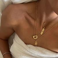 China 14k Gold Plated Custom Initial Bubble Letter Pendant Necklace for Women Trendy Personalized Jewelry for sale
