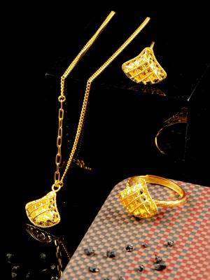 China Qicai 24K Gold Jewelry Collection - 24 Karat Pure Gold Classic Round Design with Lobster Clasp for sale