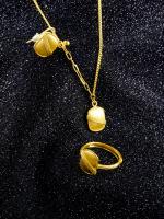 China 24K Pure Gold Jewelry Set with Earrings, Necklace, and Ring - IGI Certified & EPR Compliant for sale