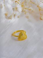 China Qicai 24K Gold Plated Triangle Necklace & Ring Set with 925 Silver Base - Unisex Simple Design for sale