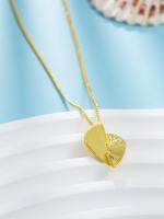 China 24K Gold Heart-Shaped Pendant Necklace with Lobster Clasp - 99.9% Pure Gold Unisex Jewelry for sale