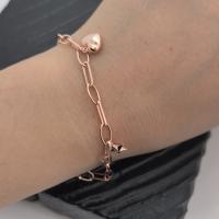 China 925 Sterling Silver Bracelet with Heart and Star Chain Design - Gold Finish, One Size Unisex Jewelry for sale