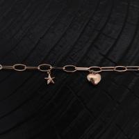 China 925 Sterling Silver Bracelet with Heart and Star Chain Design - Gold Finish, One Size Unisex Jewelry for sale