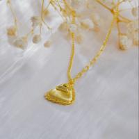 China Qicai 24K Gold Plated Triangle Necklace & Ring Set with 925 Silver Base - Unisex Simple Design for sale
