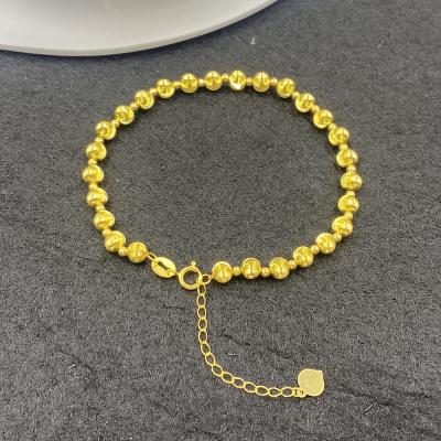 China 18K Yellow Gold Cateyes Beads Bracelet Au750 Custom Length Bulk Sale for Women Ladies Girls Mothers Gifts for sale