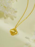 China Four-Leaf Clover 24K Gold Pendant Jewelry with Lobster Clasp - IGI Certified 99.9% Pure Gold for sale